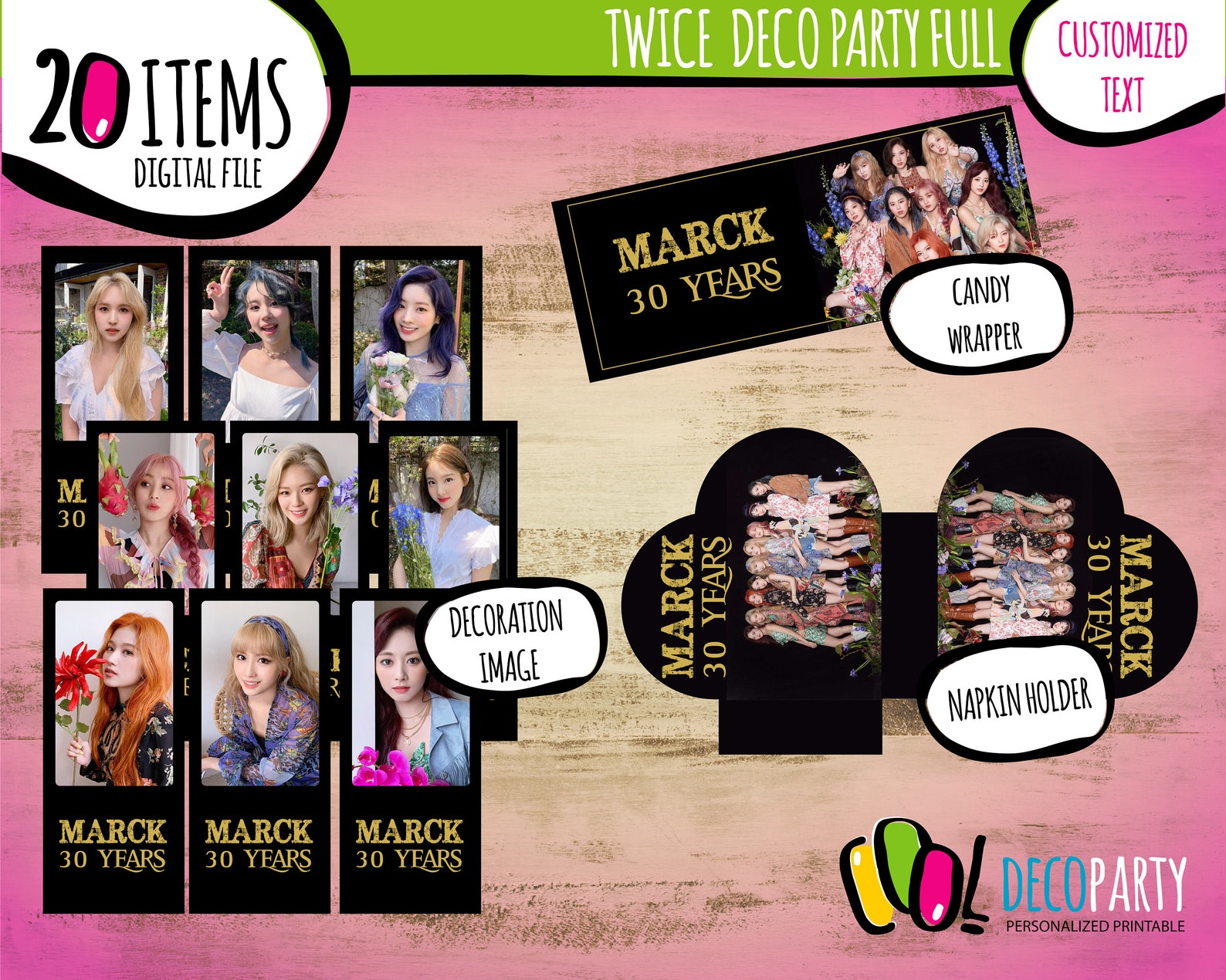 Twice K-pop Twice Party Digital Kit Twice Birthday | Etsy