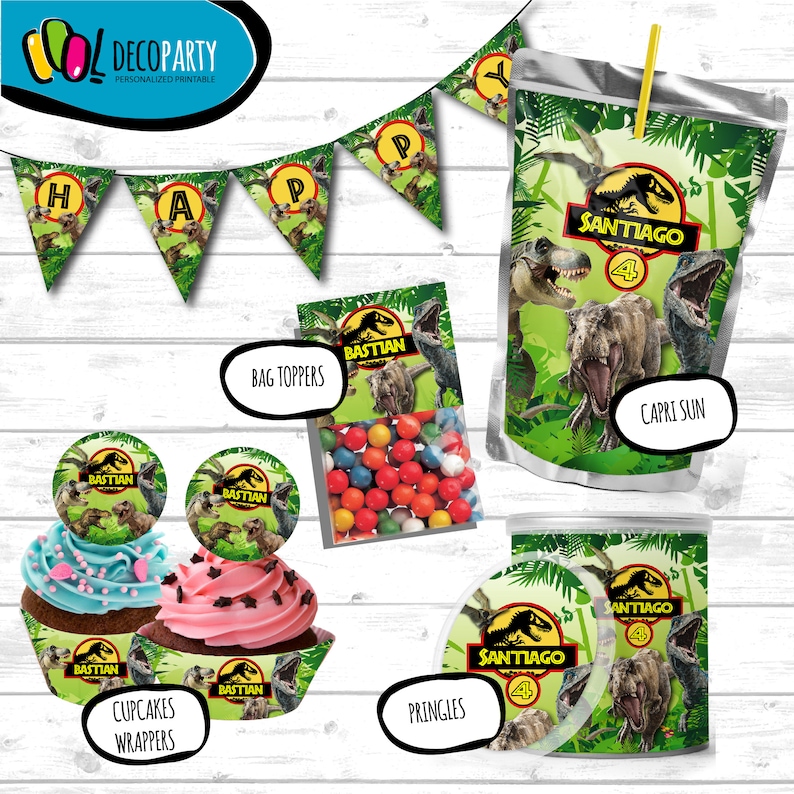 Jurassic Park Party Bundle Labels Dinosaur Party Bundle - Etsy