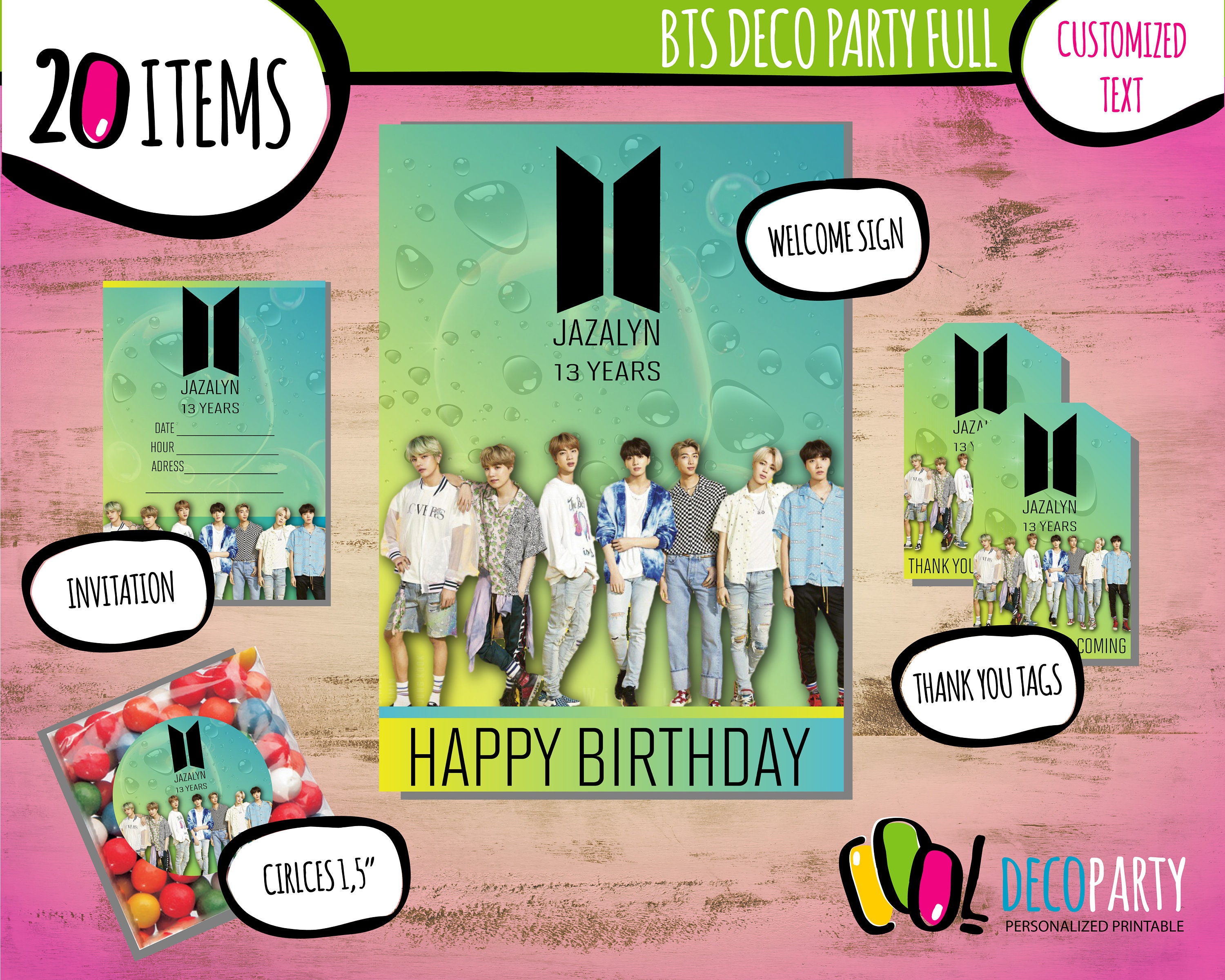 BTS Kpop Party Digital Package Kpop K-pop Bts Birthday BTS - Etsy