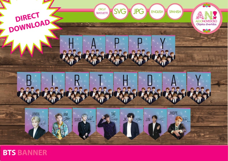 BTS Printable Banner for Party Decoration. Bts Party Set Kpop, Ready to ...