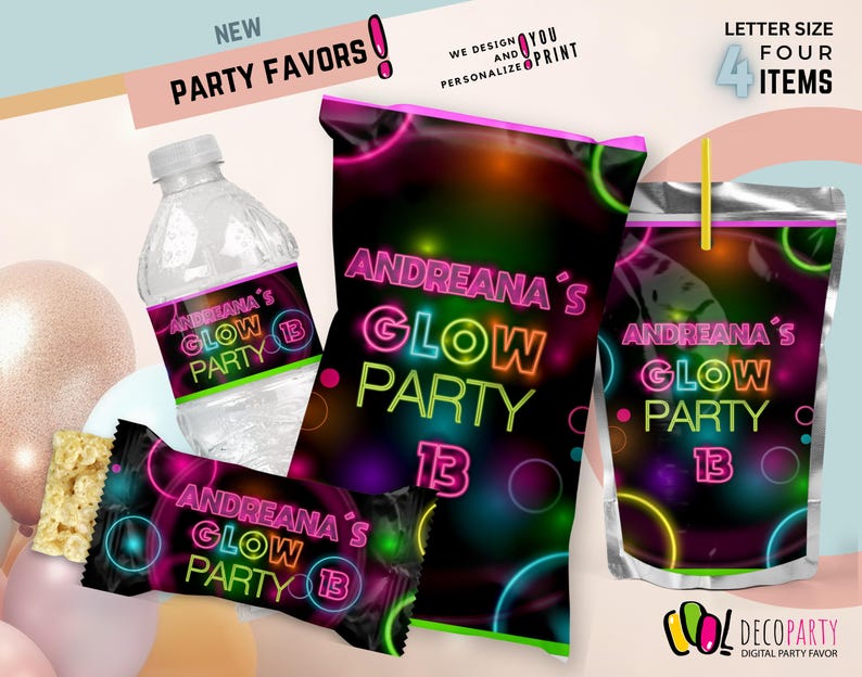 Glow Party Bundle, Custom Glow Birthday Party Decor, Glow Party Chip ...