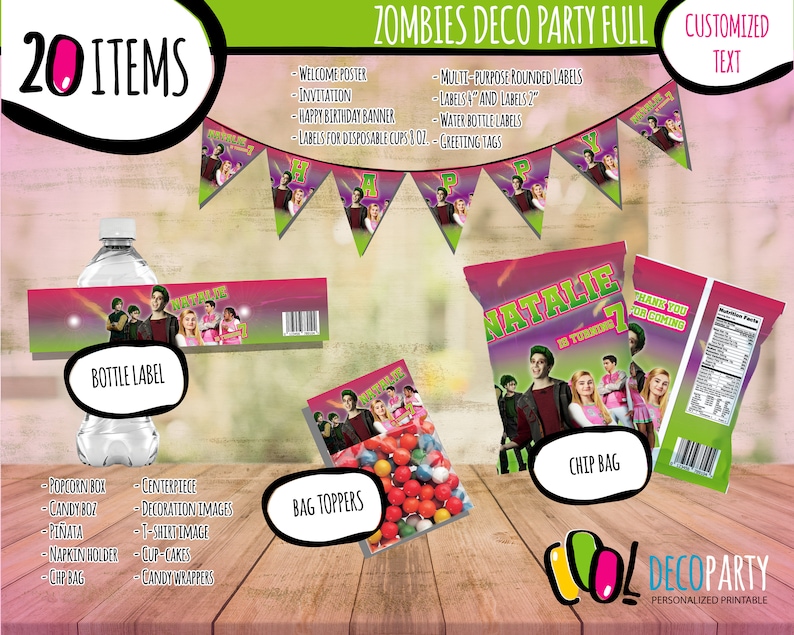 Zombies 2, Zombies Birthday 20 Digital Items, Zombies Party, Zombies ...