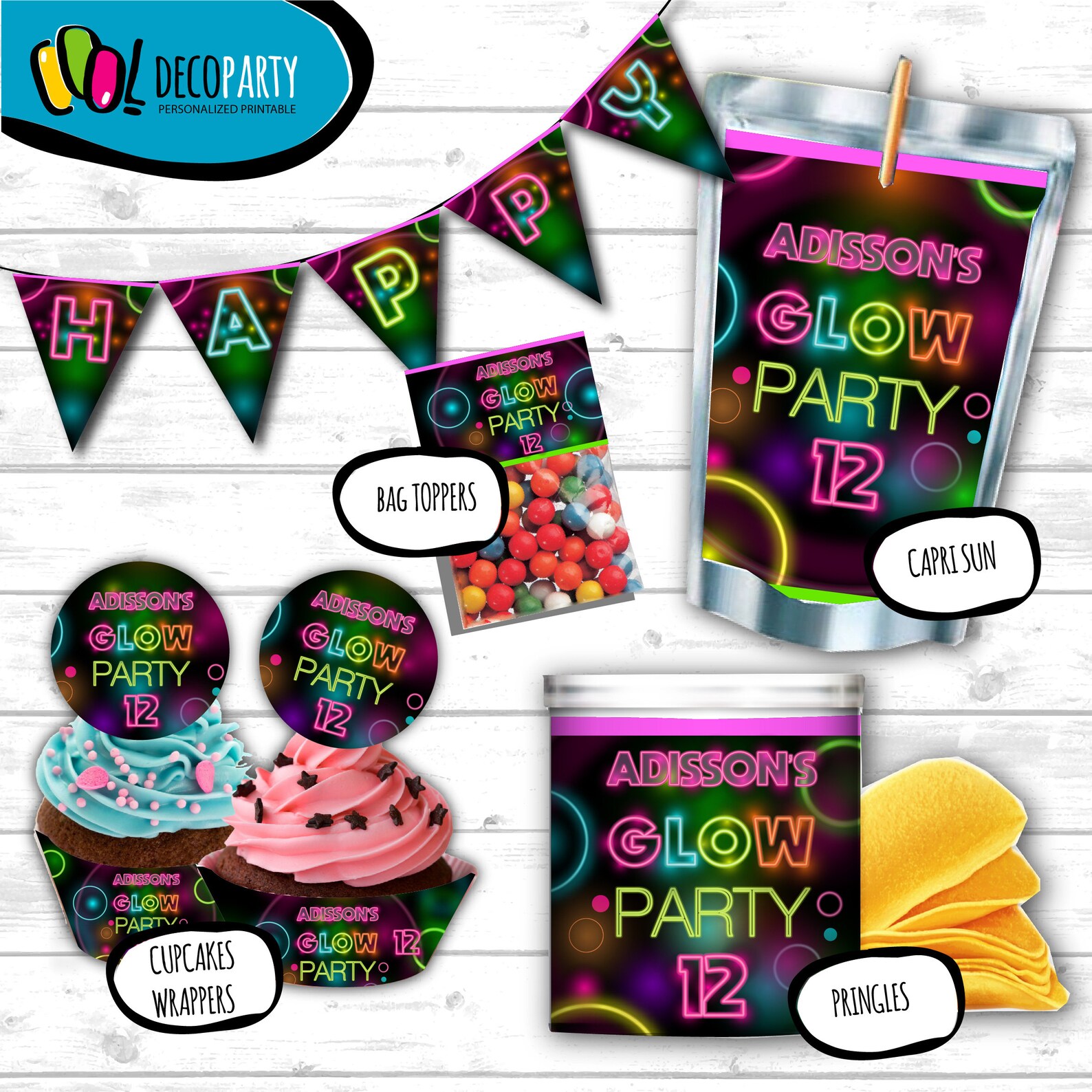 Glow Birthday Party Favors Bundle Glow Custom Party Decor - Etsy