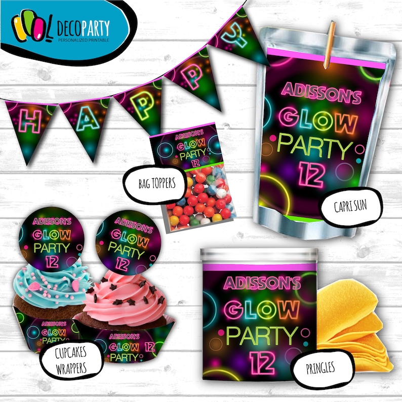 Glow Birthday Party Favors Bundle Glow Custom Party Decor - Etsy