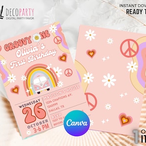 Retro Hippie Editable Invitation, Groovy Invitation, Groovy Party ...