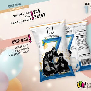 BTS Chip Bag Printable, Bts Birthday Party Favor, BTS Personalized Chip ...