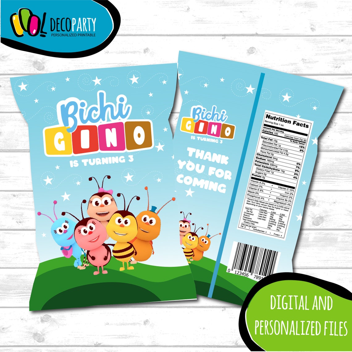 Bichikids Party Chip Bags Printable Digital Decoration - Etsy