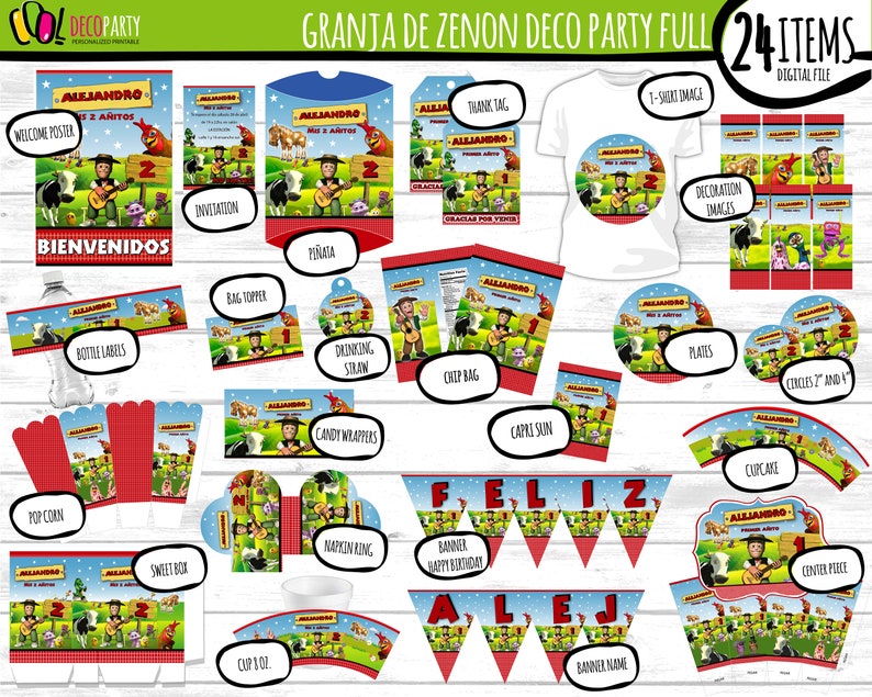 Zenon Farm Printable Kit Zenon Farm Party Birthday Decoration | Etsy