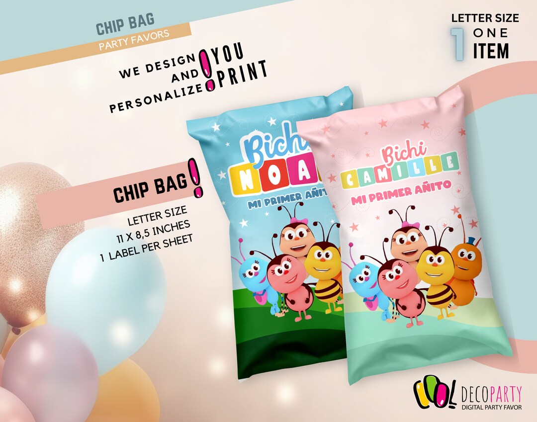 Bichikids Party Chip Bags, Printable Digital Decoration, Bichikids ...