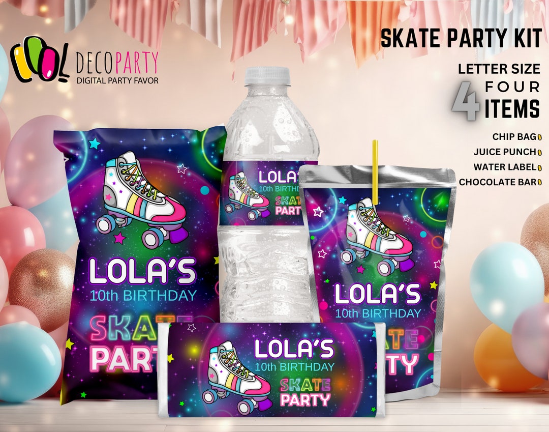 BUNDLE 4 Roller Skating Glow Birthday Party, Let's Roll Roller Skate ...