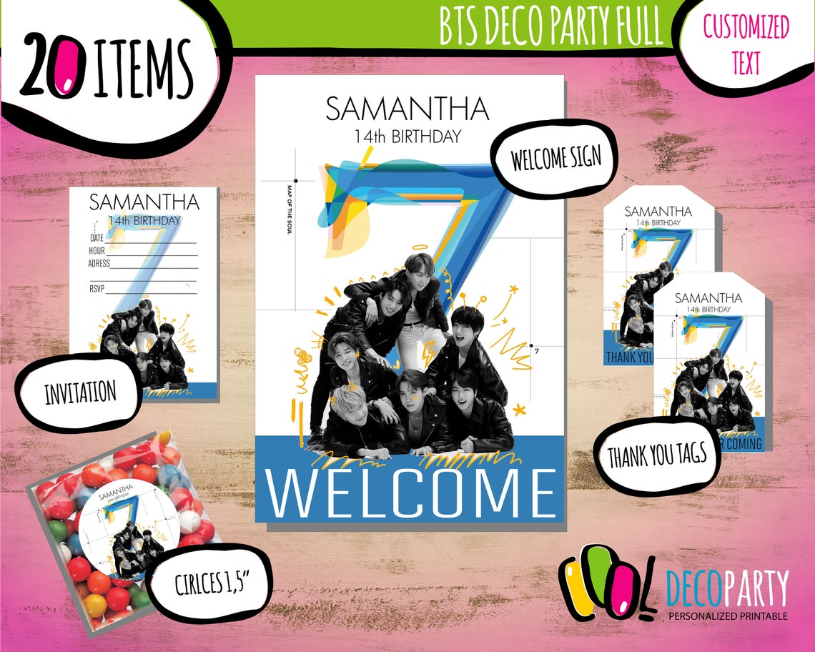 BTS Printable Personalized Kit for Birthday Decoration. BTS - Etsy Canada