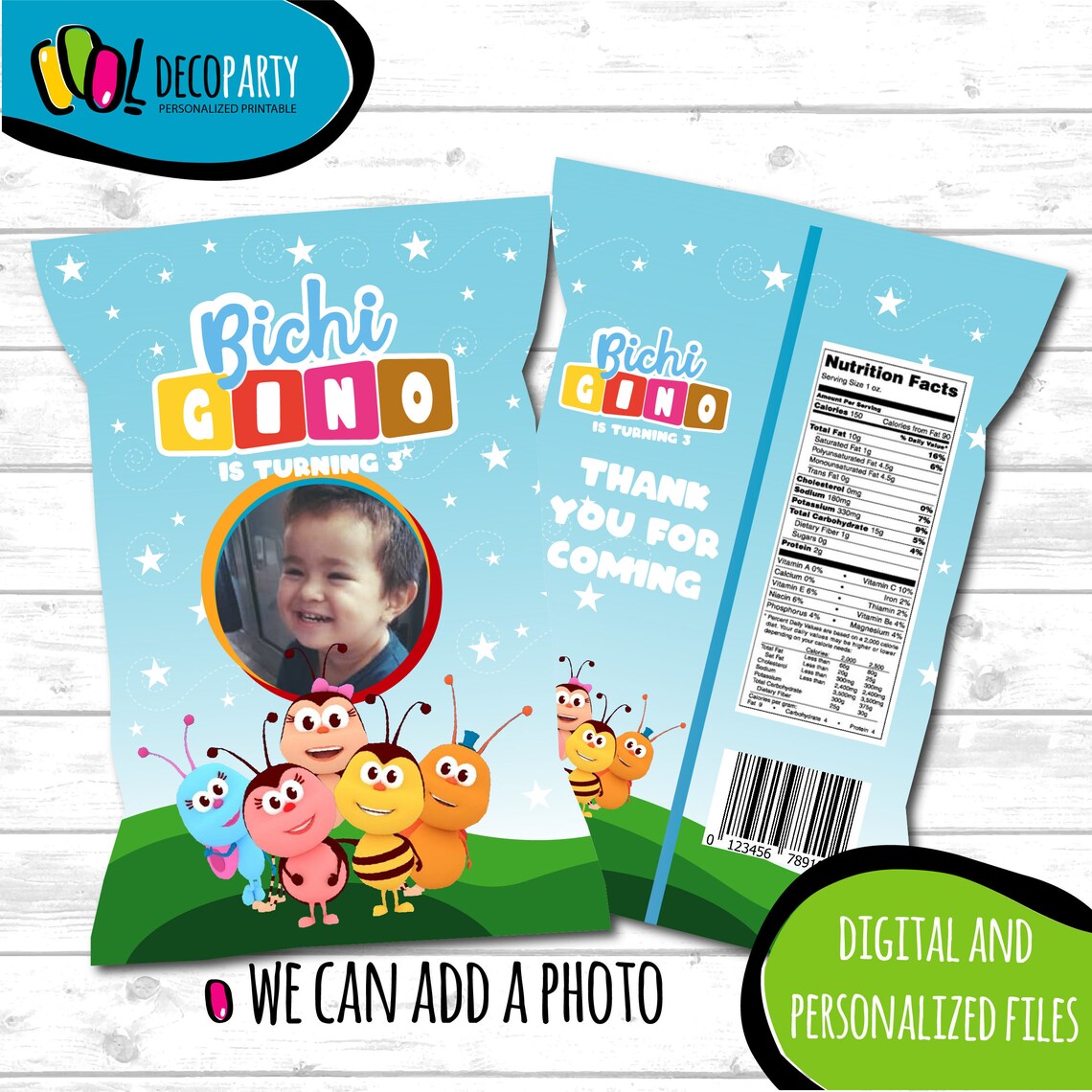 Bichikids Party Chip Bags Printable Digital Decoration - Etsy