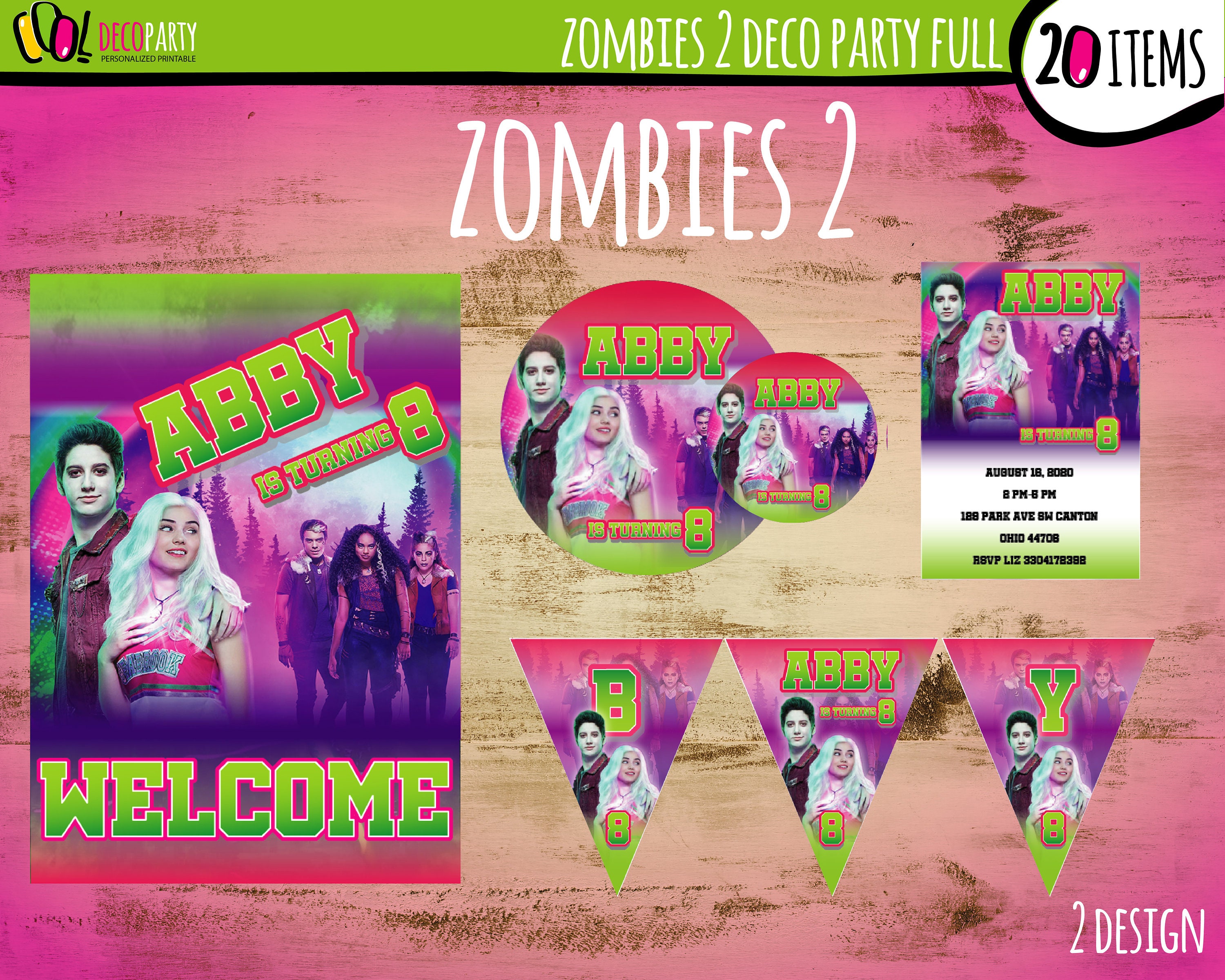 Zombies 2, Zombies Birthday 20 Digital Items, Zombies Party, Zombies ...