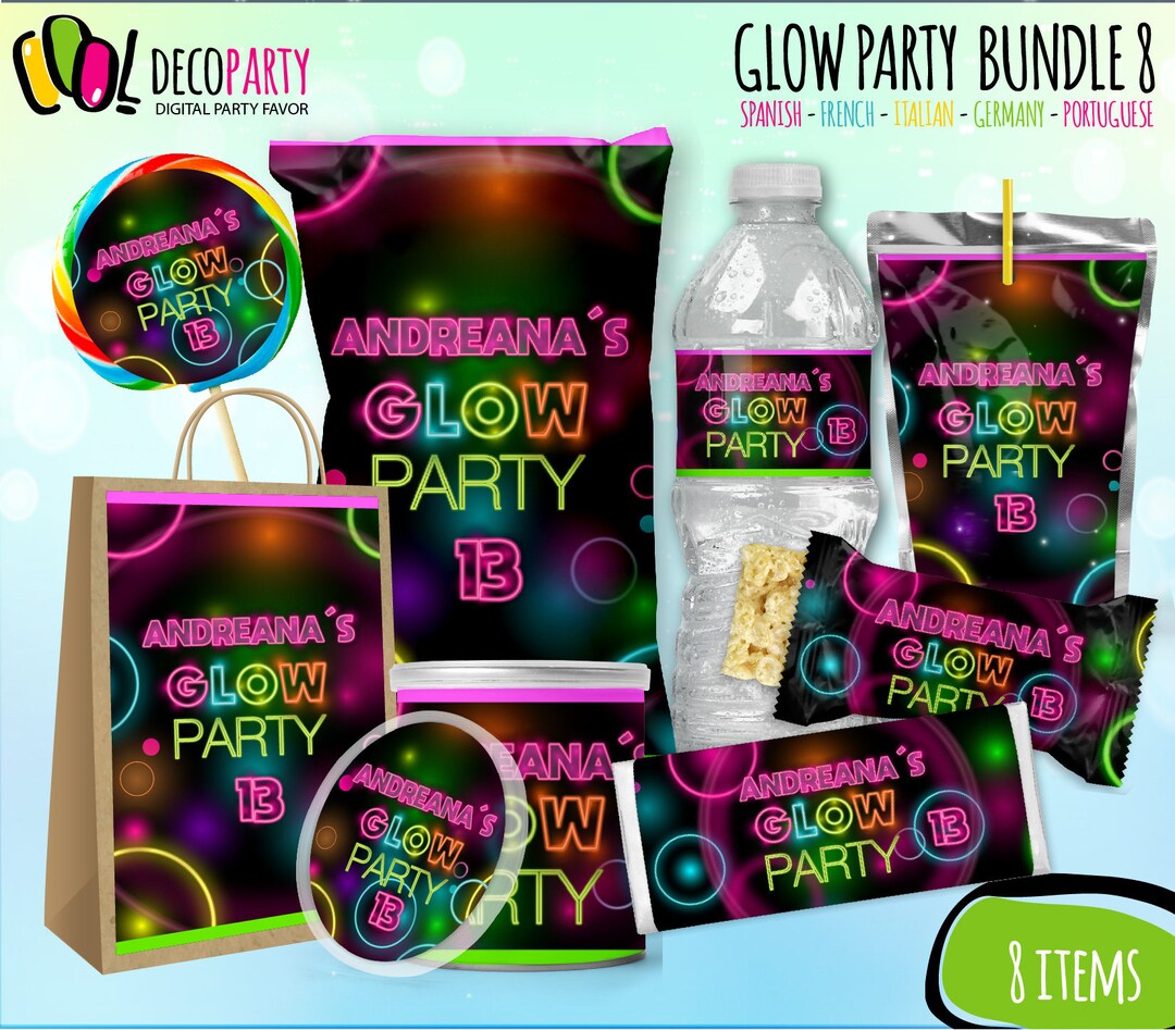 Glow Birthday Party Favors Bundle, Glow Custom Party Decor, Let's Glow ...