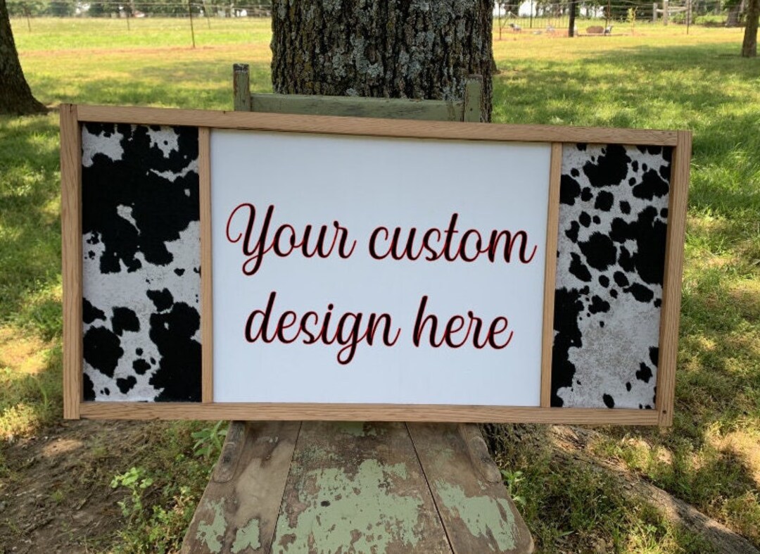 Custom Cowhide Personalized Sign Cow Print Sign Country - Etsy