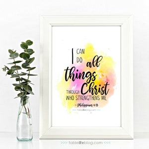 I Can Do All Things Philippians 4:13 Watercolor Scripture Art Printable ...