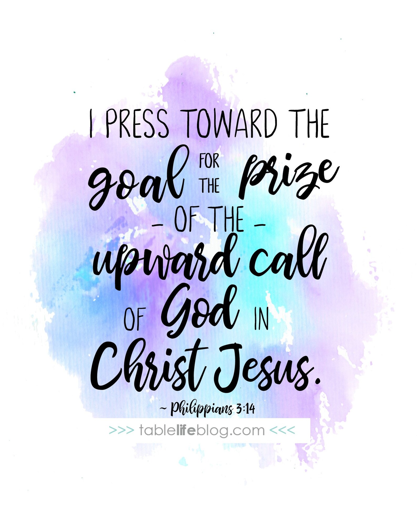 I Press Toward the Goal Philippians 3:14 Watercolor Scripture Art ...