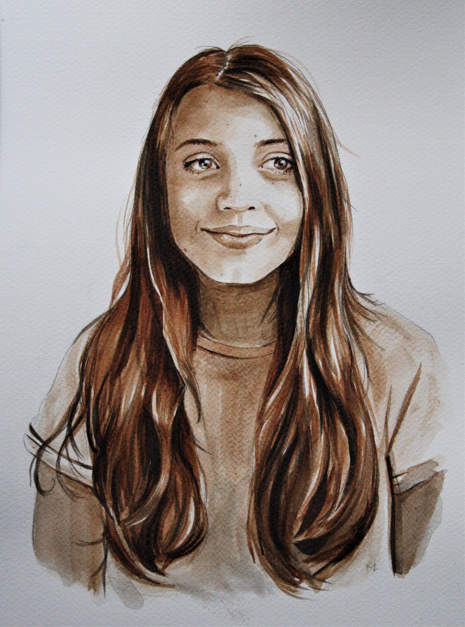 Sepia Portrait Painting by Kerry Regan, Portrait From Photograph - Etsy