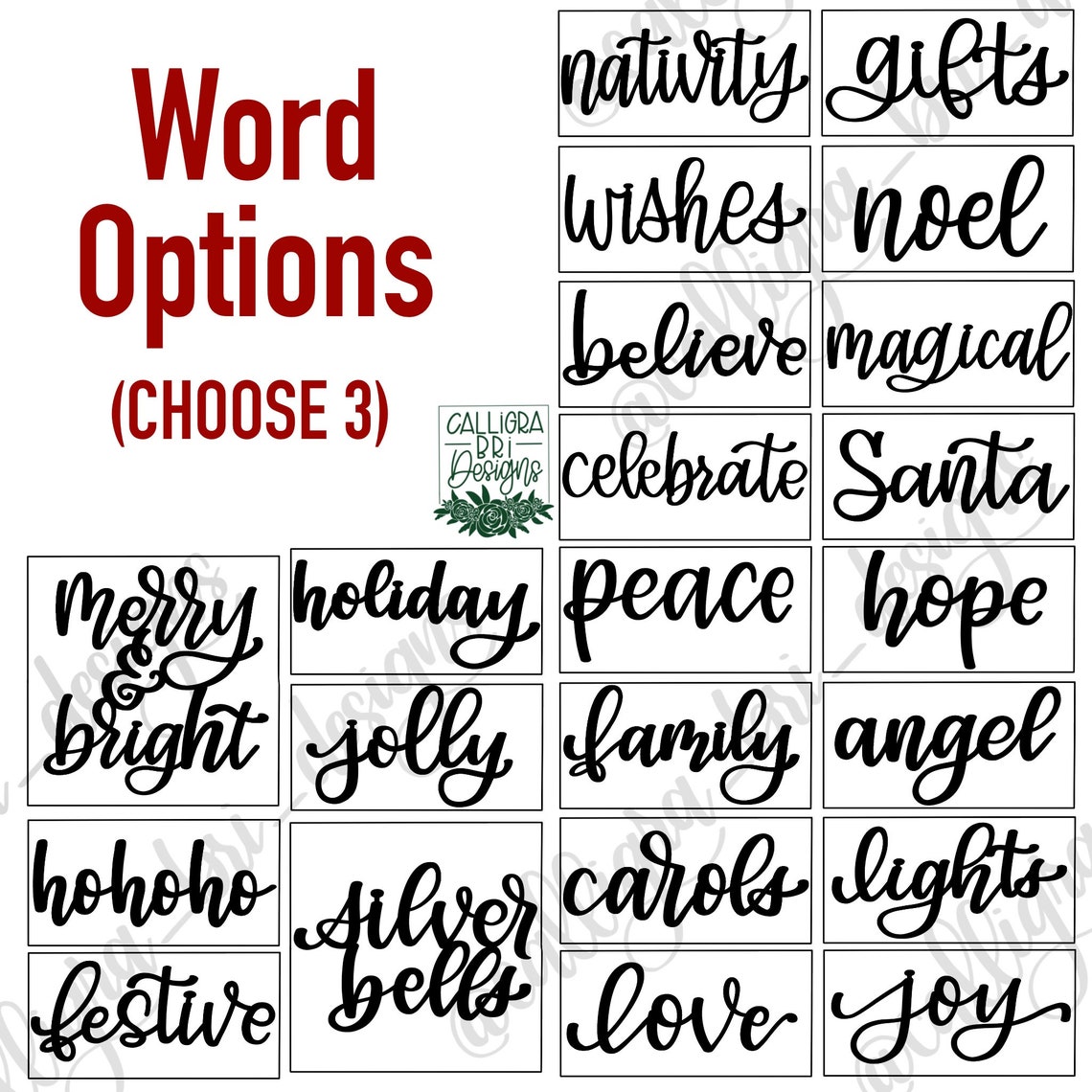 3 Piece Wooden Word Decoration Christmas Tree Custom Gift Tag - Etsy