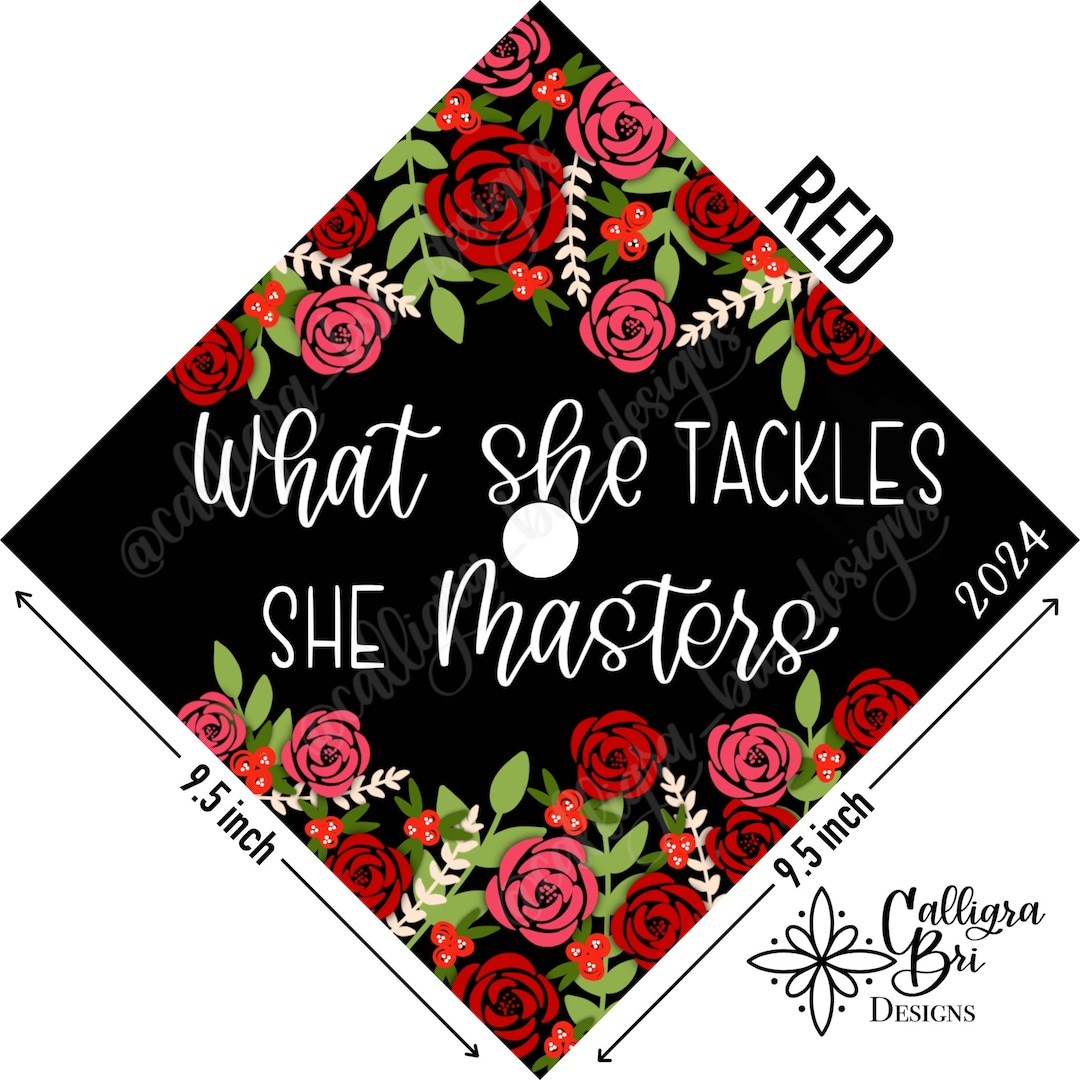 What She Tackles She Masters Grad Cap Topper Graduation Gift Tassel ...
