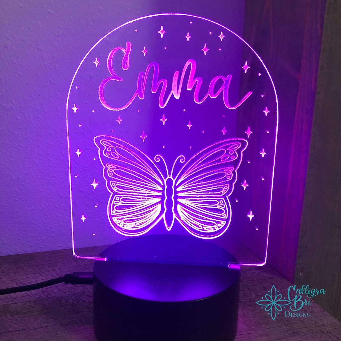 Butterfly- LED Night Light Personalized Kids Room Acrylic Name Sign ...