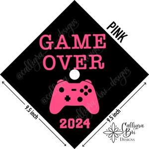 Game Over Grad Cap Topper Graduation Gift Tassel Custom Quote ...