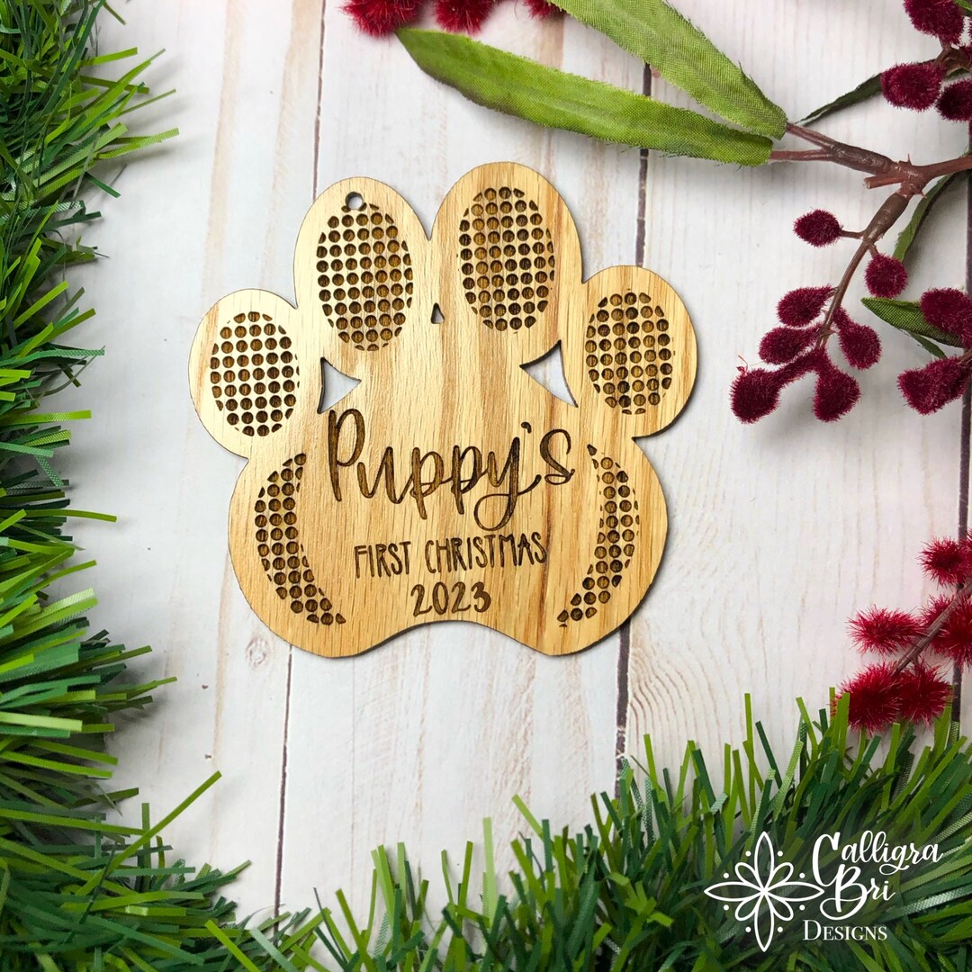 Paw Print Stocking Decoration Name Tag Custom Name Tag Gift - Etsy