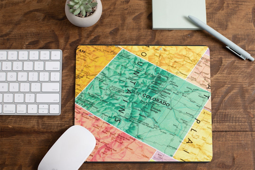 Colorado Map Mouse Pad, Cute State Computer Desk Gaming Non-slip Mouse ...
