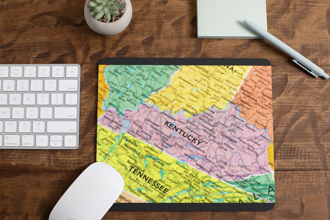 Kentucky Map Mouse Pad: Non-slip Neoprene Fabric, Office Desk Decor - Etsy