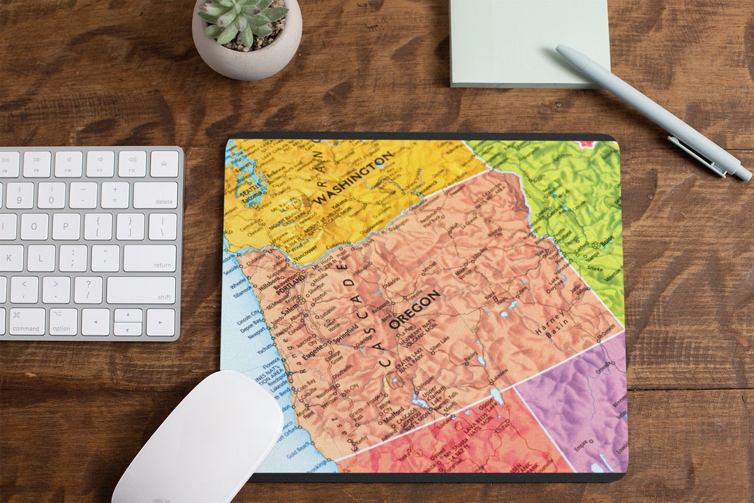 Oregon Map Mouse Pad, Cute State Computer Desk Gaming Non-slip Mouse ...