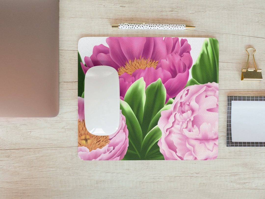 Pretty Peony Flower Spring Office Desk Mouse Pad, Pretty Peonies Flower ...