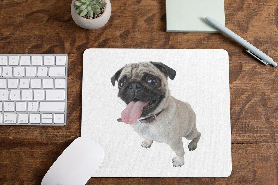 Cute Pug Computer Desk Office Mouse Pad. Dog Mouse Pad. Cute Pug Gift ...