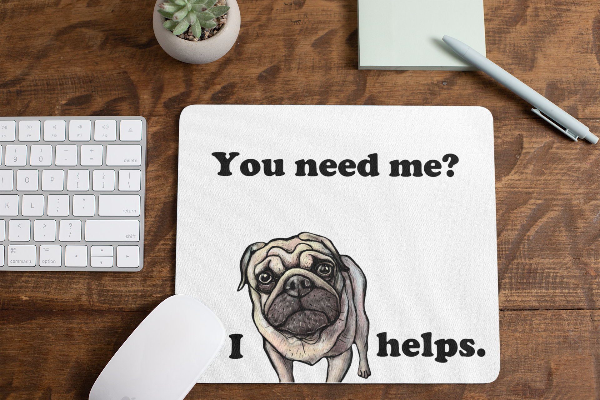 Cute Pug Computer Desk Office Mouse Pad. Dog Mouse Pad. Cute - Etsy
