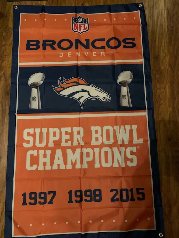 Denver Broncos super bowl championship banner flag | Etsy