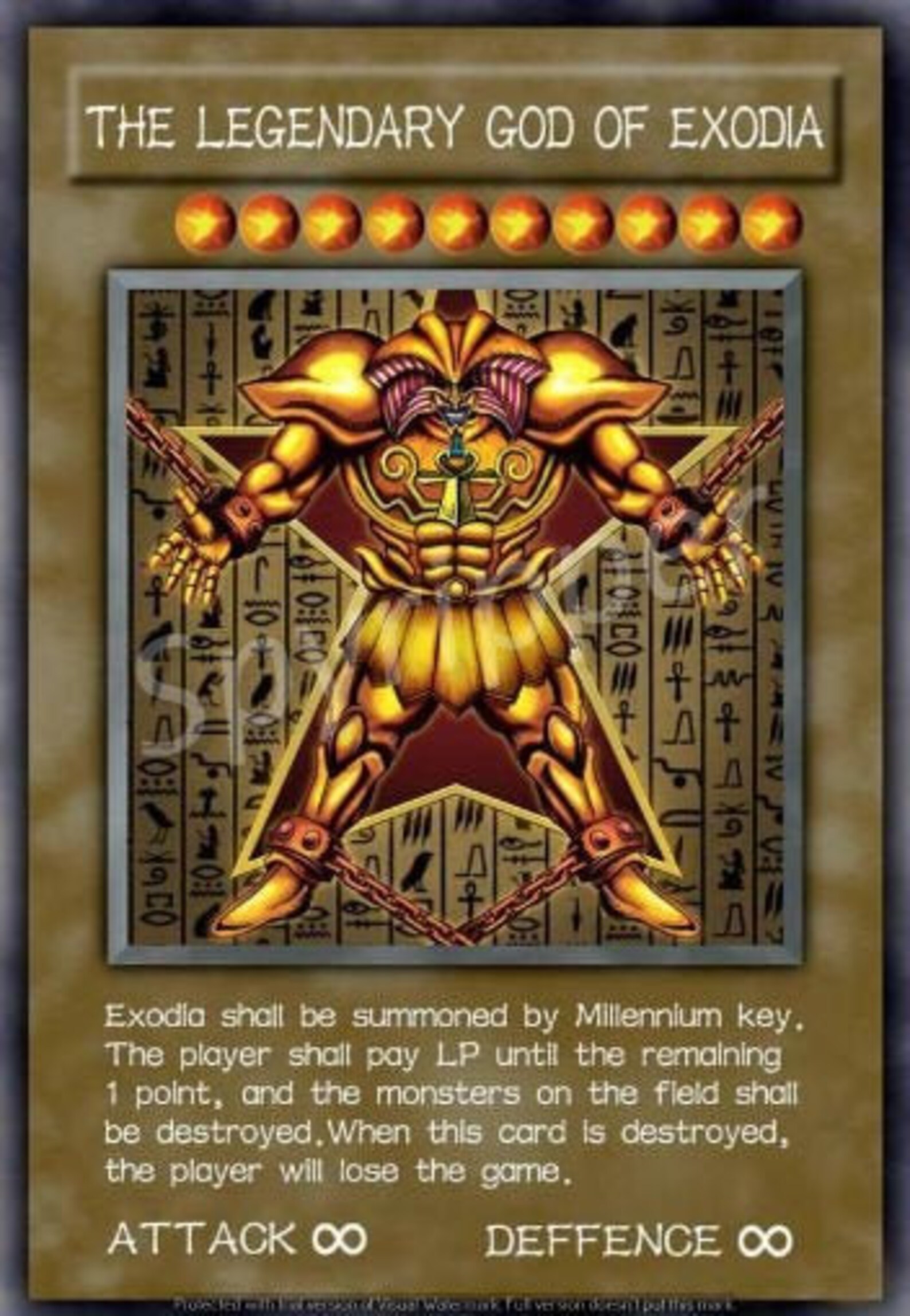 Exodia God Yugioh card Glossy rare Orica semi holo custom | Etsy