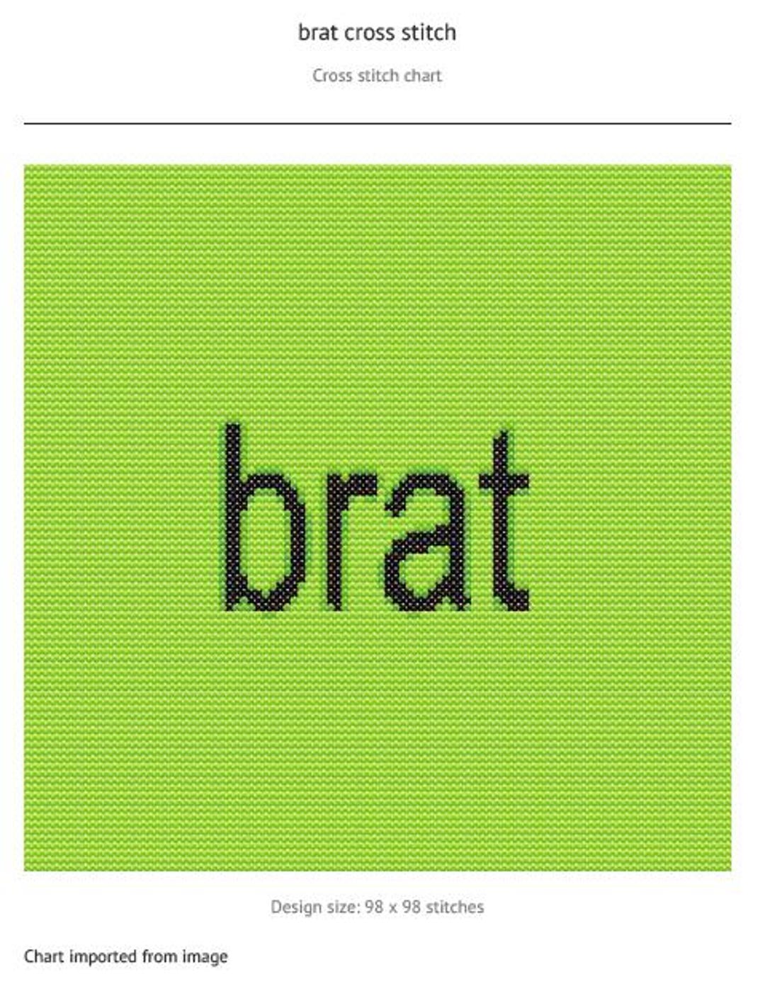 Brat Cross Stitch Pattern DIGITAL DOWNLOAD ONLY - Etsy