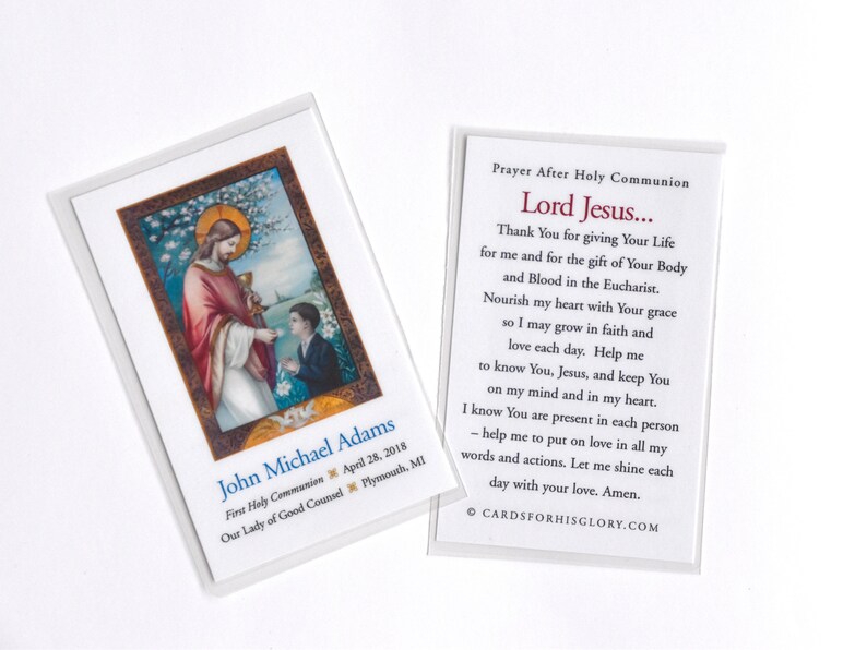 Set of 8, Custom First Communion, Custom 1st Communion, Holy Cards ...