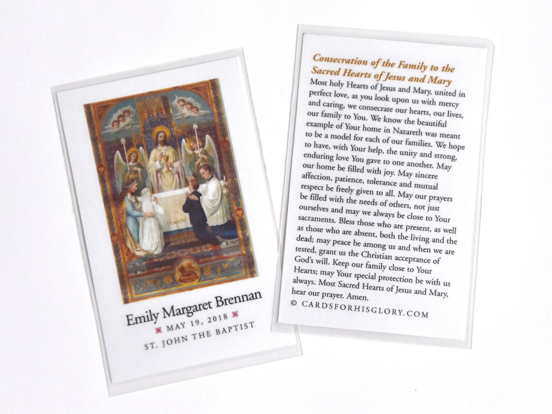 Set of 8, Custom First Communion, 1st Communion, Holy Cards, Laminated ...