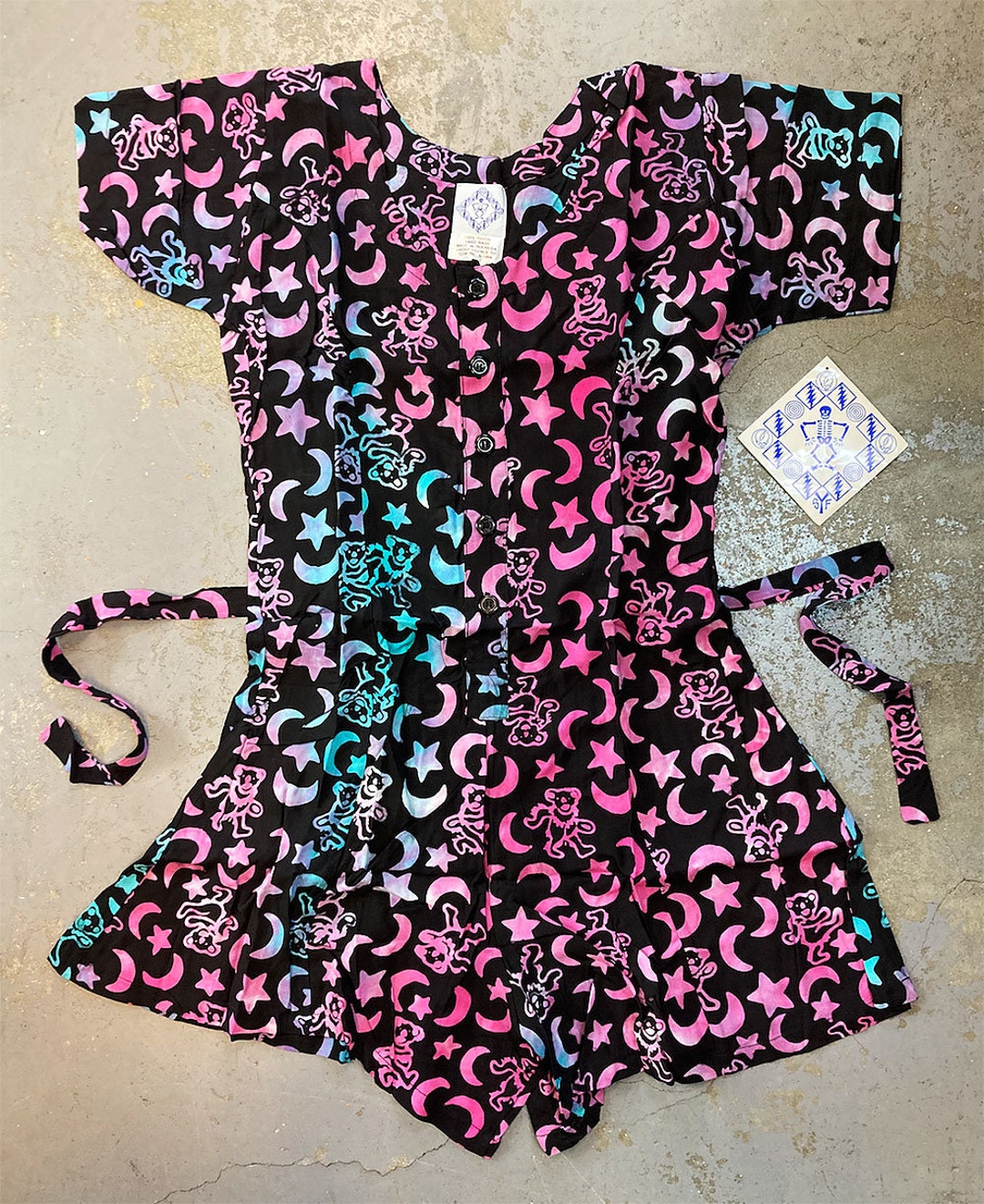Grateful Dead - 'moon Star Bears' Vintage Batik Rayon Dress (hand Batik ...