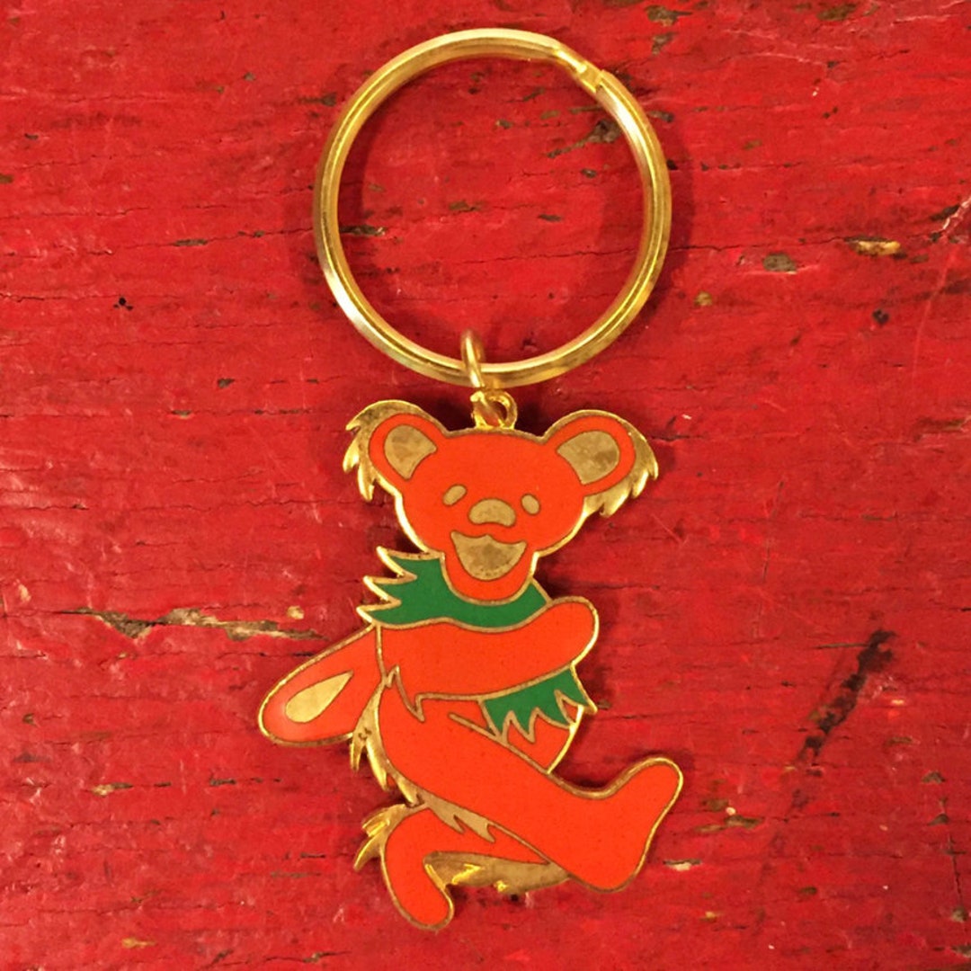 Grateful Dead Orange Dancing Bear Vintage Key Ring New Old Stock Etsy
