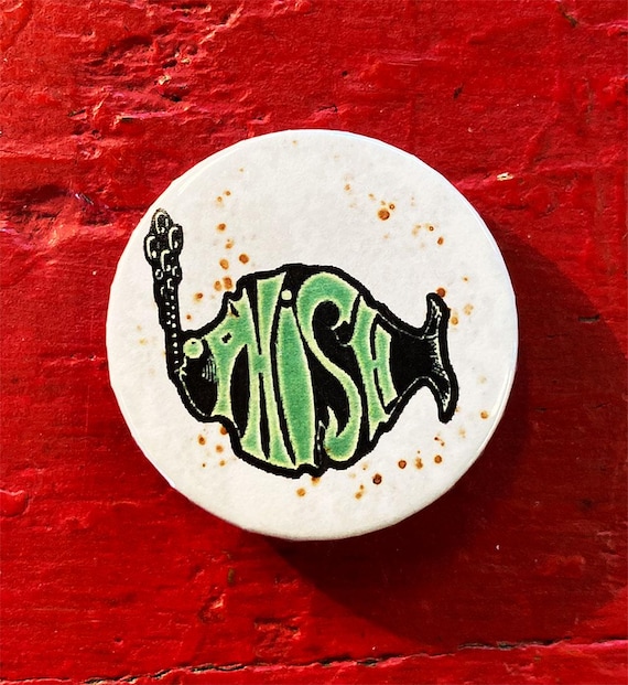 PHISH - 'Classic Green Logo' 1990's Vintage Button (N… - Gem