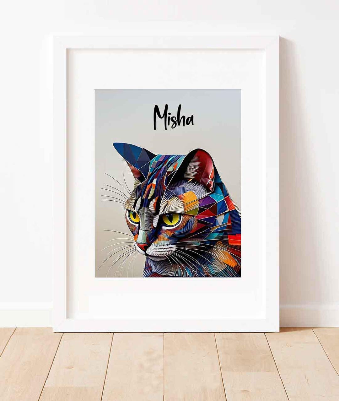 Personalized Cat Portrait: Custom Cubism Pet Art Print. Valentine's Day ...
