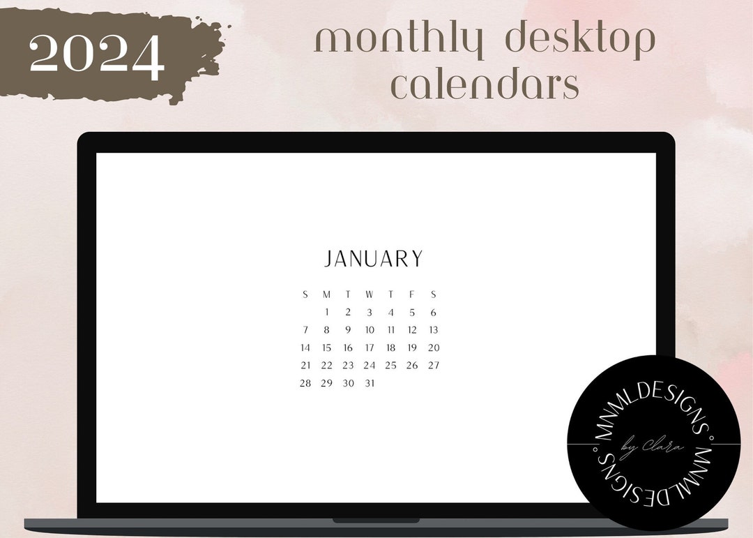2024 Monthly White Desktop Calendar - Etsy