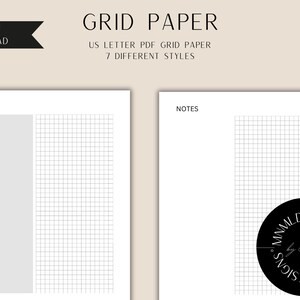 Grid Paper Printable 7 Styles Instant Download PDF - Etsy
