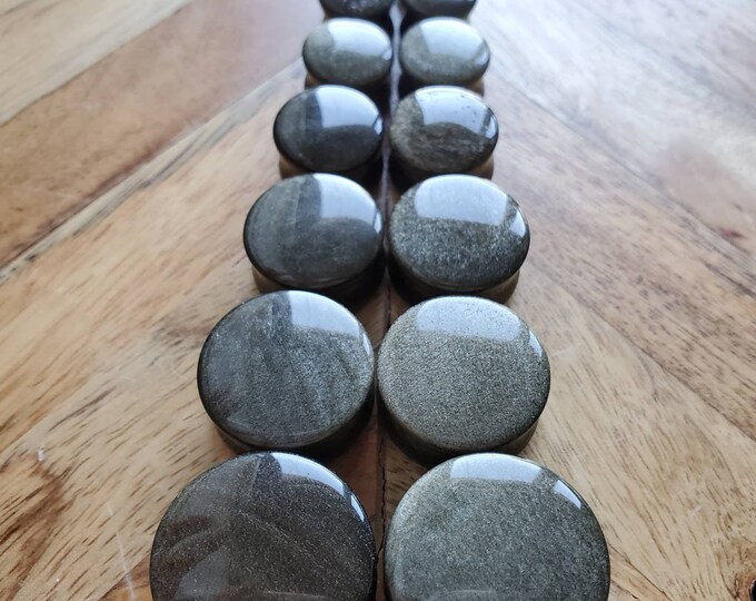 Golden Obsidian Plugs PAIR of Double Flared Obsidian Plugs Sizes 4g, 2g ...