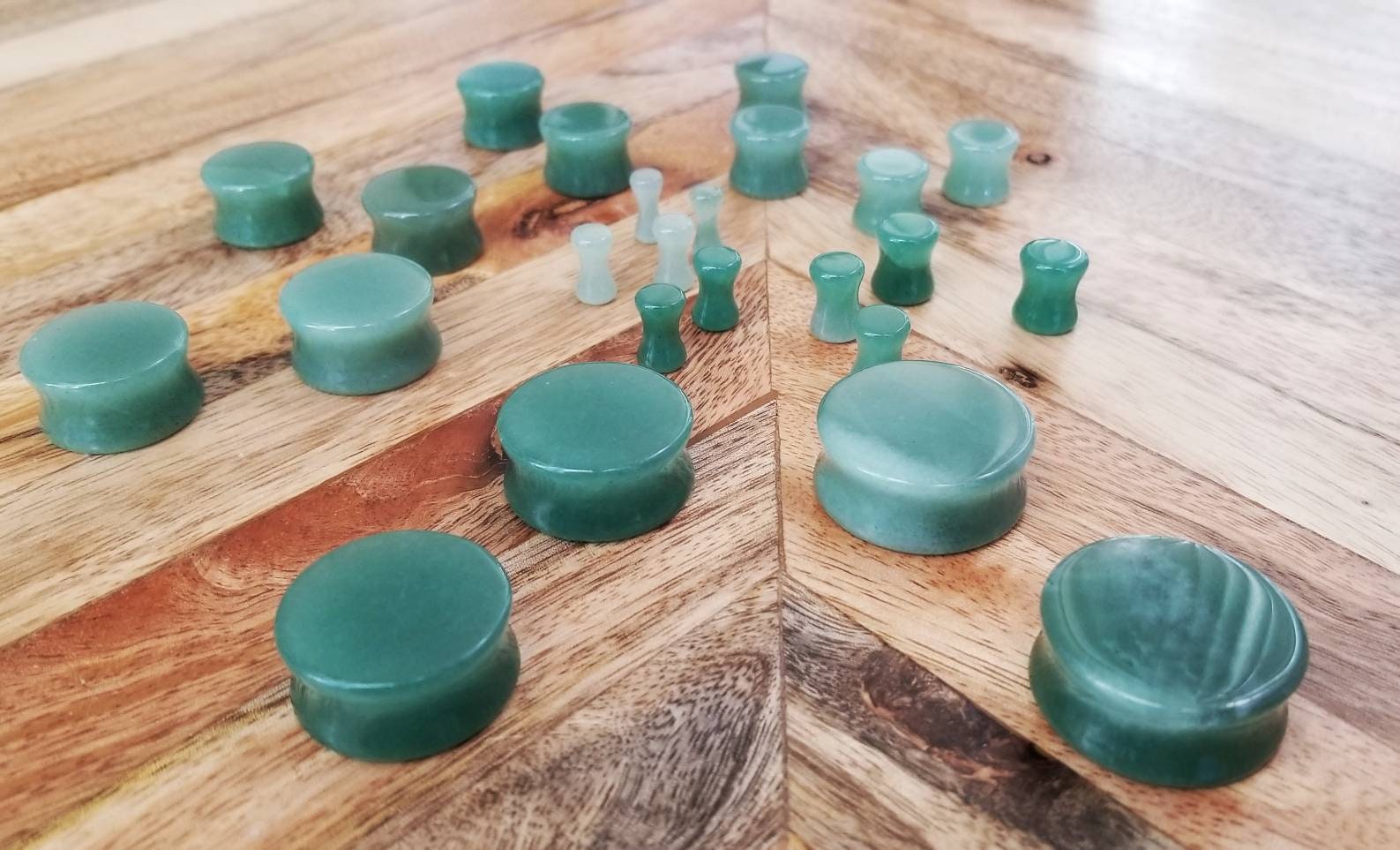 Jade stone plugs PAIR of double flared jade plugs 8g 6g | Etsy