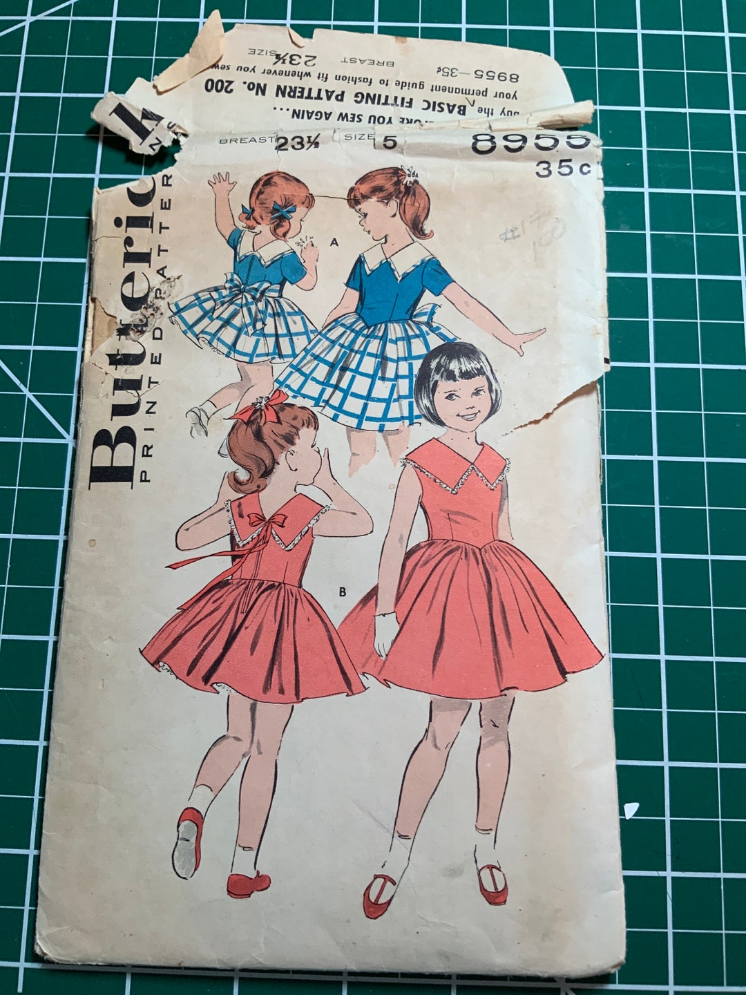 1950’s Vintage Butterick 8955 Size 5 Breast 23 1/2 Pattern for Girls ...