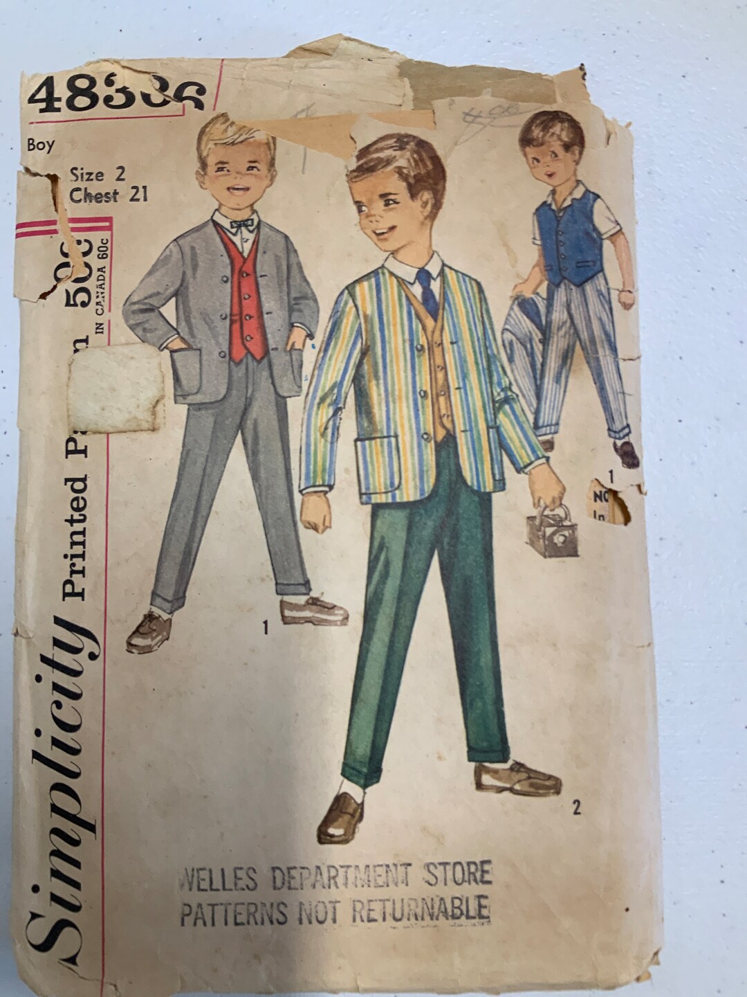 1960’s Vintage Simplicity 4836 Boys Size 2 Chest 21 Pattern - Etsy
