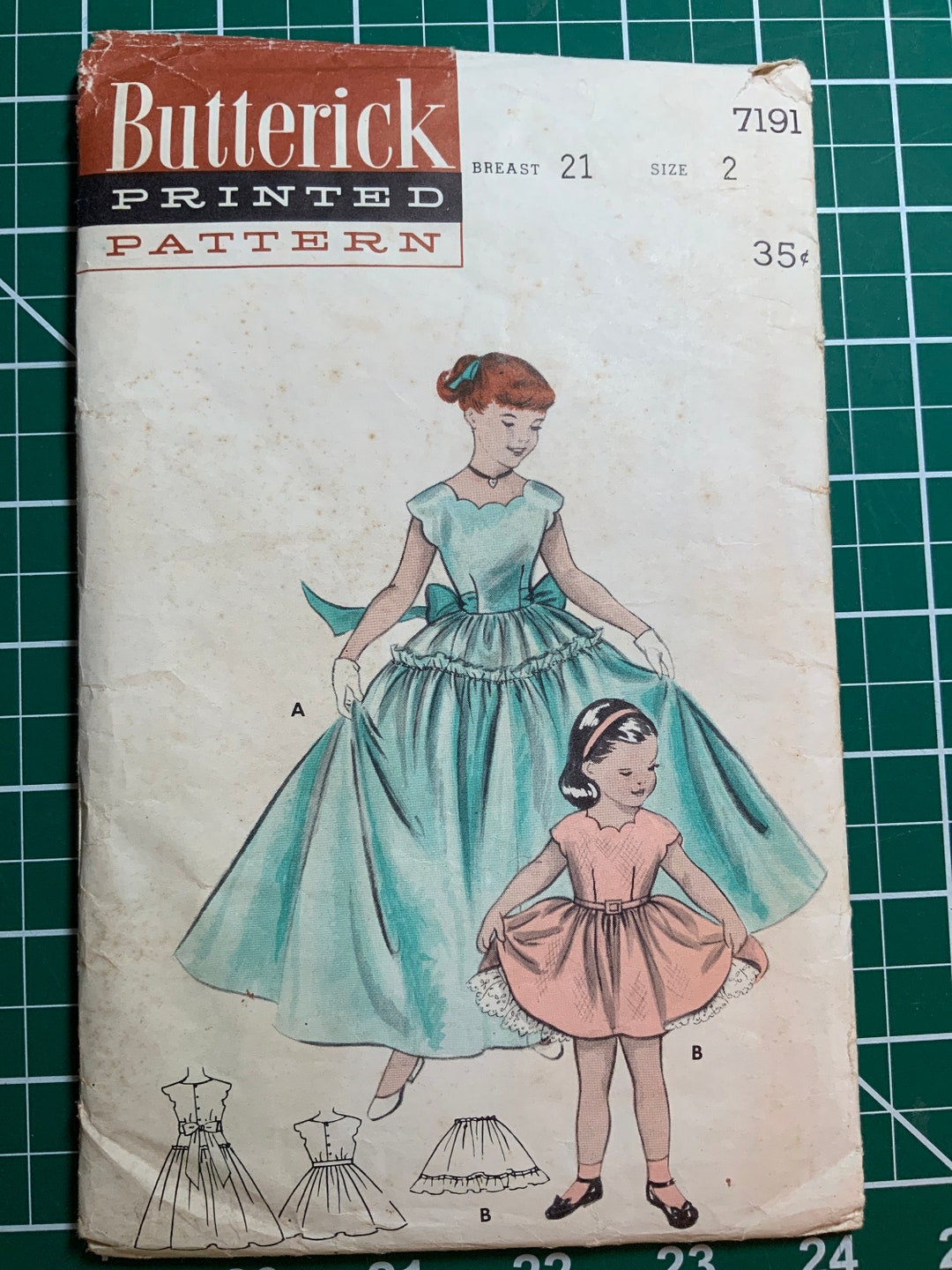 Vintage 1950’s Butterick 7191 Size 2 Girls Dress Pattern - Etsy