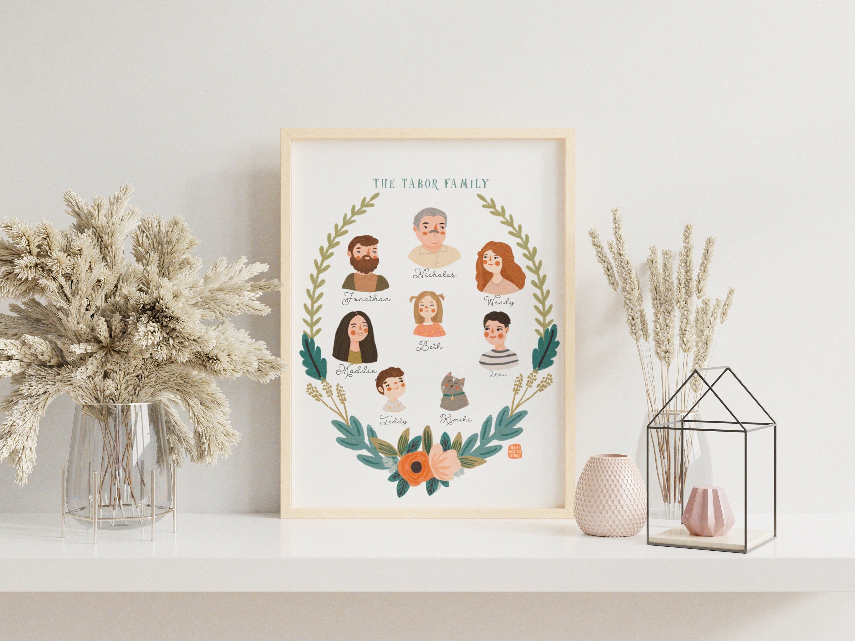 Family Tree Illustration Couple Portrait Couple | Etsy